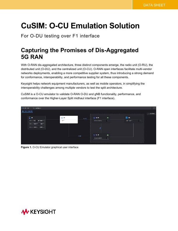 CuSIM: O-CU Emulation Solution PDF Asset Page | Keysight